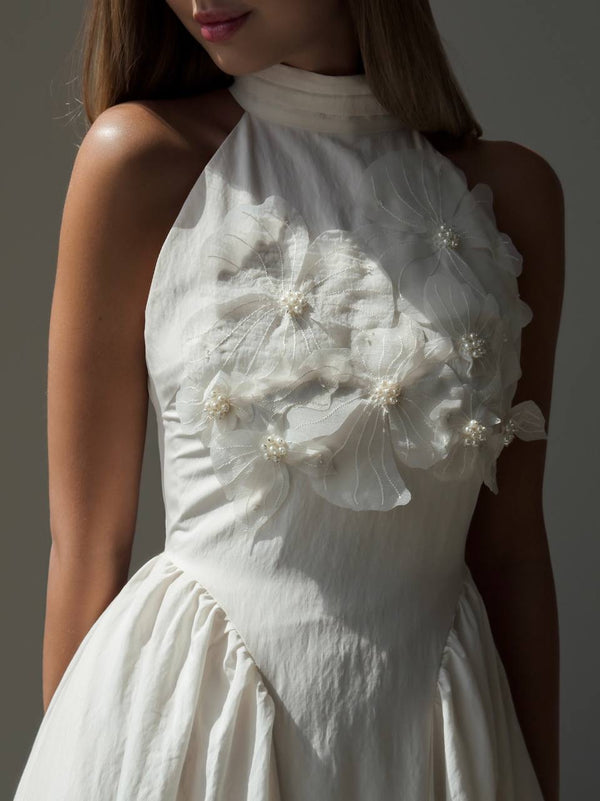 White Blossom Halter Dress – GodBlessDress