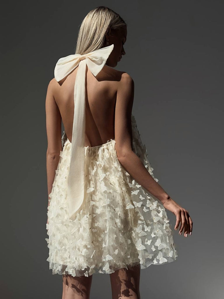 Black Mini Dress with Floral Detail – GodBlessDress